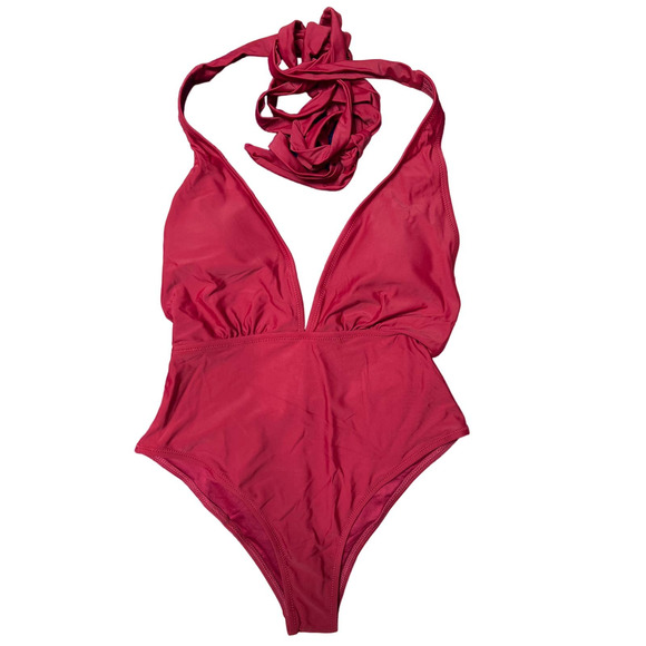 Cupshe | Swim | Cupshe Women Medium Red Deep V Neck Racerback Tie One ...